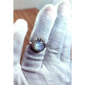 Handmade | Jewelry | Moonstone Crown Crystal Ring Sterling Silver Ring ...